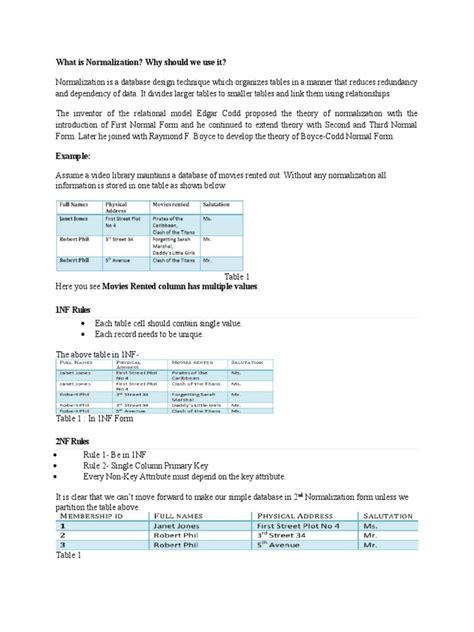 A Guide To Database Normalization Achieving First Second And Third Normal Form Pdf