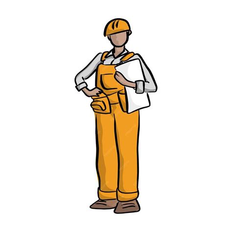 Premium Vector Female Construction Worker Holding Project Drawings