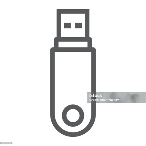 펜 드라이브 라인 아이콘 데이터 및 메모리 플래시 구동 기호 벡터 그래픽 흰색 바탕에 선형 패턴 Usb 메모리에 대한 스톡 벡터 아트 및 기타 이미지 Istock