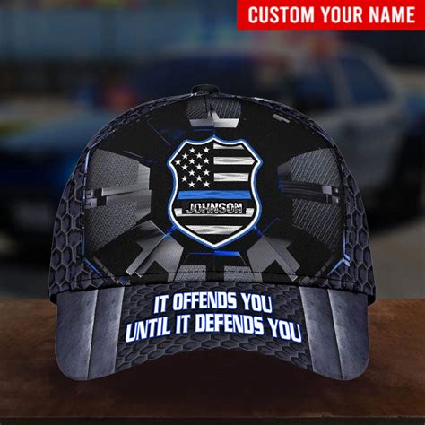 Personalized Thin Blue Line Hat It Offends You Until It Defends You