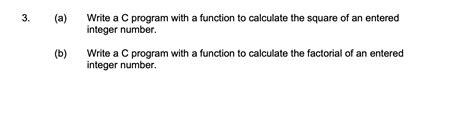 Solved A Write A C Program With A Function To Calculate