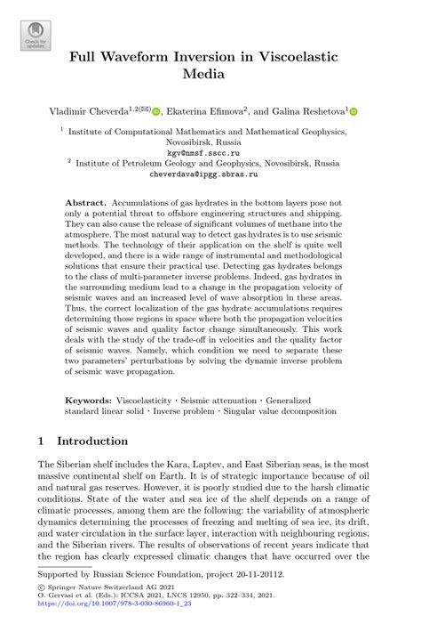 Pdf Full Waveform Inversion In Viscoelastic Media