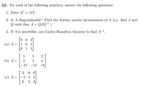 Q For Each Of The Following Matrices Answer The Chegg
