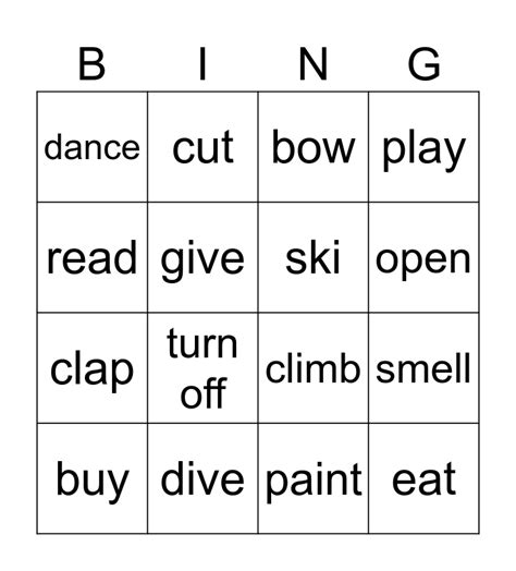 Word Bingo Card