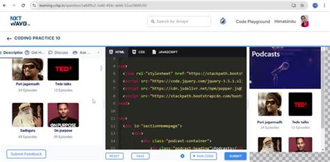 Himabindu Badugu On Linkedin Codingchallenge Webdevelopment Html Css Bootstrap Podcastpage