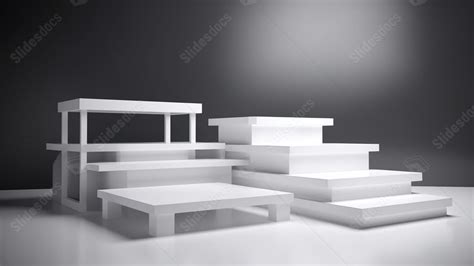 ผลิตภัณฑ์เปล่ายืนอยู่บนแพลตฟอร์มการออกแบบ 3d ดาวน์โหลดพื้นหลัง Powerpoint ฟรี Slidesdocs