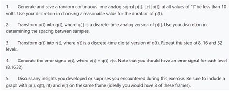 Solved 1 Generate And Save A Random Continuous Time Analog