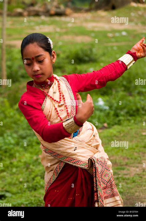 Traditional Dance At Rongali Bihu Assamese New Year Celebration In