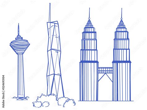 Kuala Lumpur City Prominent Building Klcc Architecture In Illustration