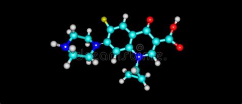 Ciprofloxacin Molecular Structure Isolated On Black Stock Illustration Illustration Of Atoms