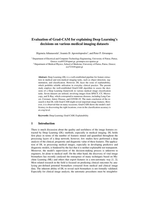 Pdf Evaluation Of Grad Cam For Explaining Deep Learnings Decisions On Various Medical Imaging