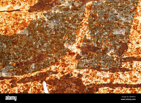 Grunge Rusted Metal Texture Rusty Corrosion And Oxidized Background Worn Metallic Iron Panel