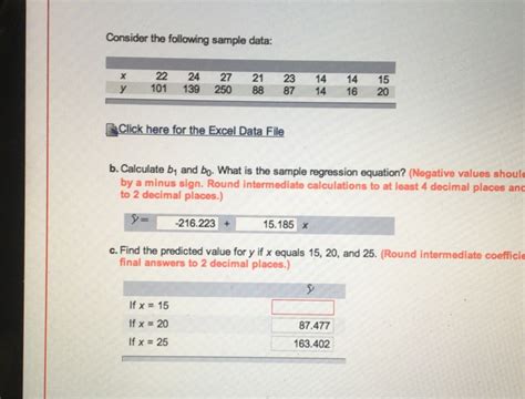 Solved Consider The Following Sample Data Calculate B1