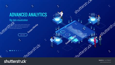 Isometric Big Data Network Visualization Advanced Stock Vector Royalty