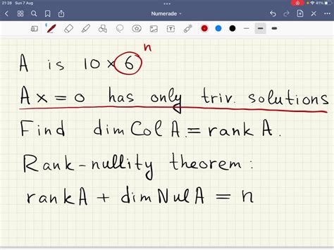 Solved Suppose A Is A 10 X 6 Matrix And The System Of Equations Ax 0 Has Only The Trivial