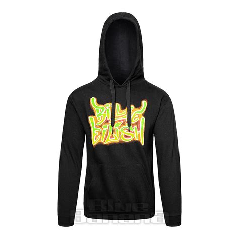 Official Billie Eilish Airbrush Flames Hoodie Black Official Band