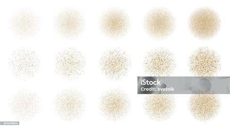 금가루가 반짝반짝 둥글게 튄다 반짝이는 황금색 색종이 조각이 동그란 Stipple 결혼식 또는 크리스마스 배너를 위한 테두리의 둘레에 스팽글 먼지 벡터 일러스트 레이