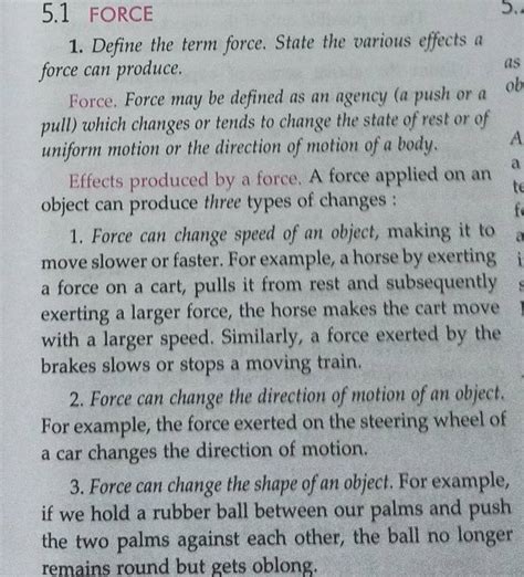 51 Force1 Define The Term Force State The Various Effects A Force Can