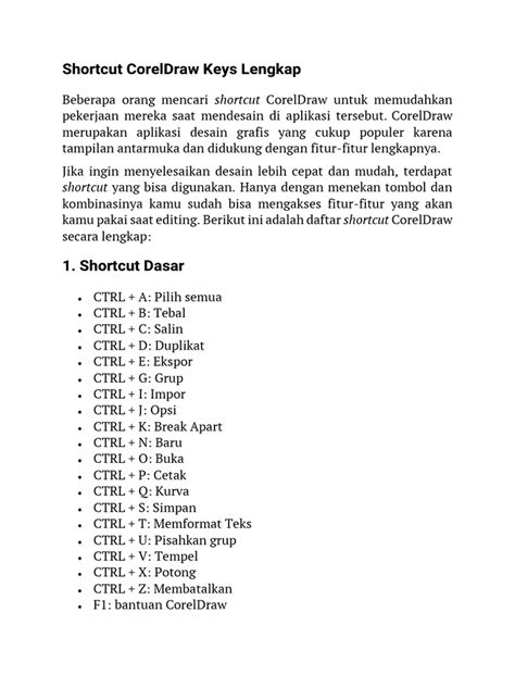 Shortcut Coreldraw Keys Pdf
