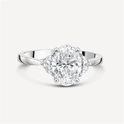 Born Platinum 178ct Lab Grown Oval Half Moon Diamond Ring