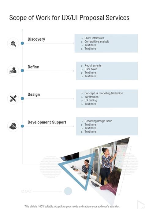 Scope Of Work For Ux Ui Proposal Services One Pager Sample Example Document Presentation