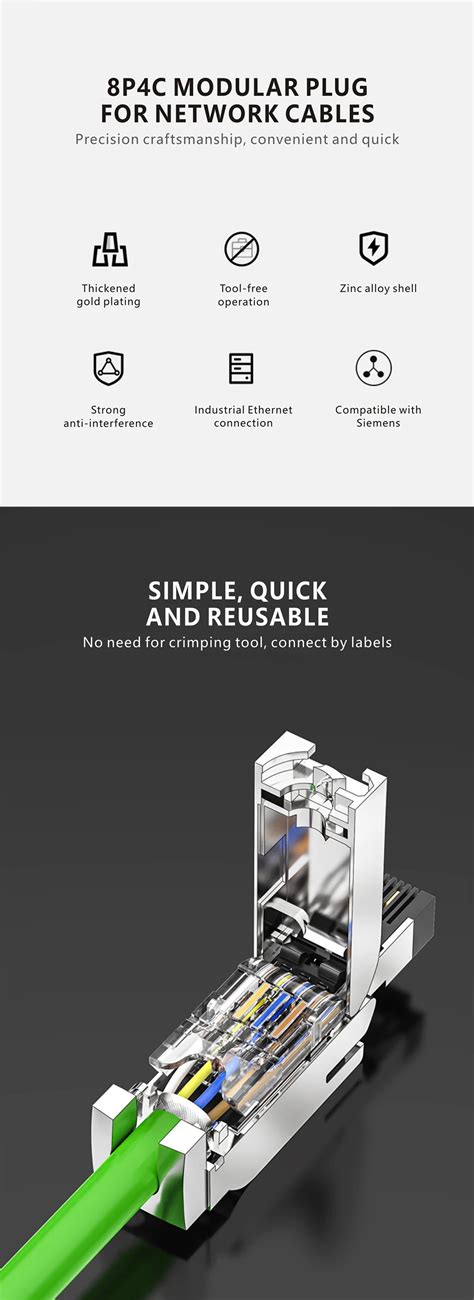 Profinet Ethercat 4 Core Ethernet Rj45 Connector For Industrial Use