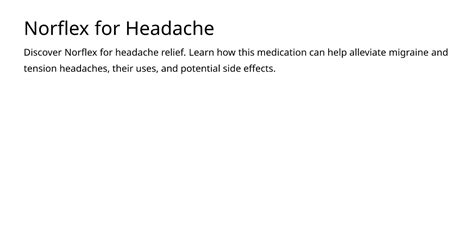 Norflex For Headache Meds Is
