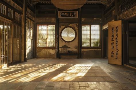 Old Japanese Writing Adorns A Simple Uncluttered Wooden Building
