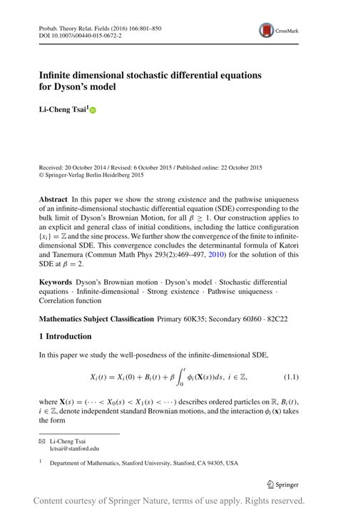 Infinite Dimensional Stochastic Differential Equations For Dysons Model