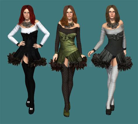 Three Fashion Models Stock Illustration Illustration Of Fashion 27809232