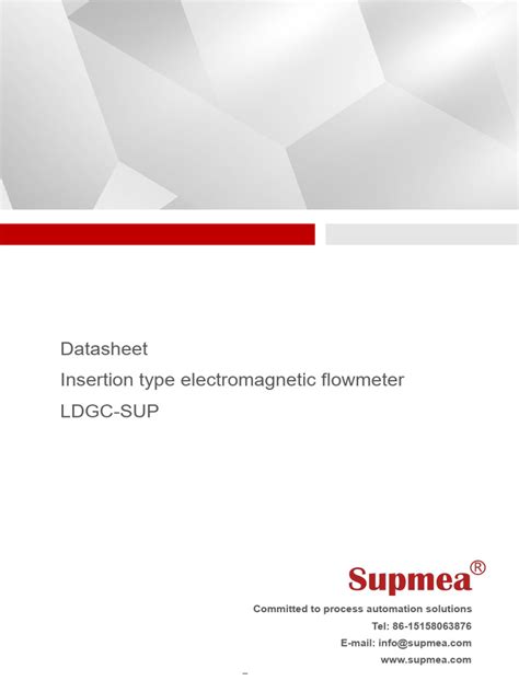 Insertion Type Electromagnetic Flowmeter Pdf Flow Measurement Sensor