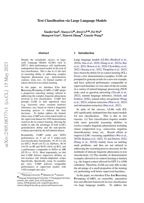 Text Classification Via Large Language Models Deepai