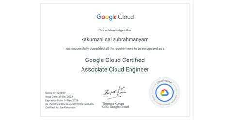 Sai Subrahmanyam Kakumani On Linkedin Associate Cloud Engineer • Sai