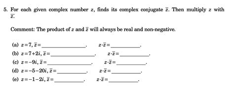 solved 5 for each given complex number z finds its complex