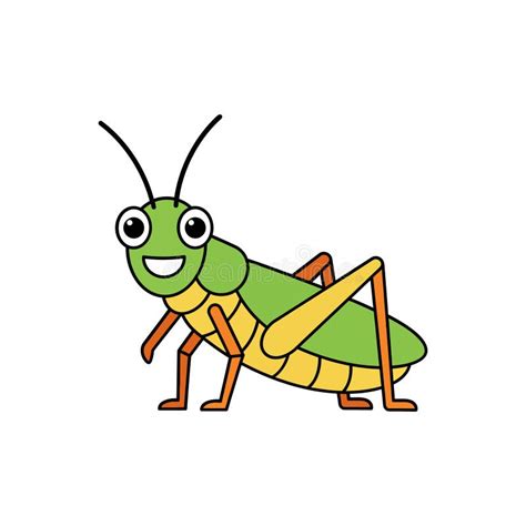 Happy Green Grasshopper Character In A Playful Flat Design Vector Art