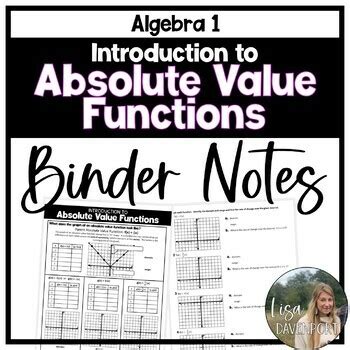 Linear And Absolute Value Functions Editable Algebra Binder Notes