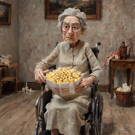 An Old Woman Eats Popcorn By Rasmusandersen On Deviantart