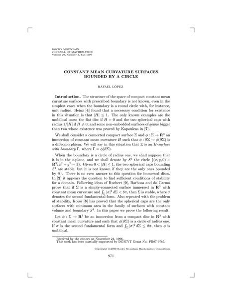 Pdf Constant Mean Curvature Surfaces Bounded By A Circle