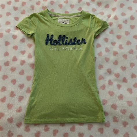 Vintage Y2k Hollister Green Tshirt Size Xs Very Depop