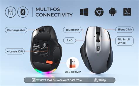 Wireless Bluetooth Mouse For Laptop Led Rechargeable Mouse