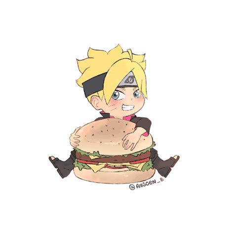 Ansoenb Giphyupload Burger Hamburger Boruto Sticker