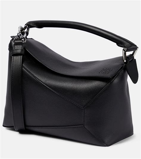 Loewe Puzzle Edge Leather Shoulder Bag Black Editorialist
