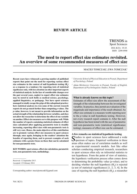 pdf the need to report effect size estimates revisited an overview