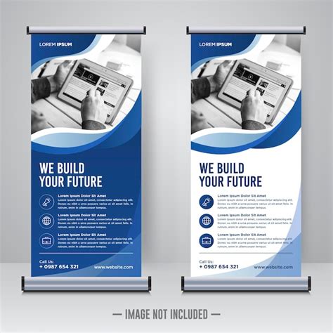 회사 롤업 또는 X 배너 디자인 서식 파일 프리미엄 벡터