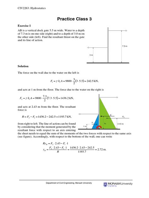 Prac 3 Hydrostatic Forces Surfaces Solutions Pdf Force Thrust