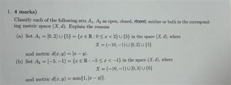 1 4 Marks Classify Each Of The Following Sets StudyX