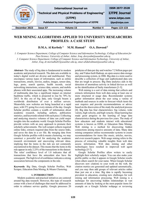 PDF WEB MINING ALGORITHMS APPLIED TO UNIVERSITY RESEARCHERS PROFILES A CASE STUDY