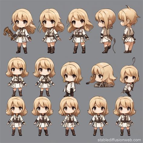 Character Reference Chibi For 3d Modelling Showing Mesh Prompts