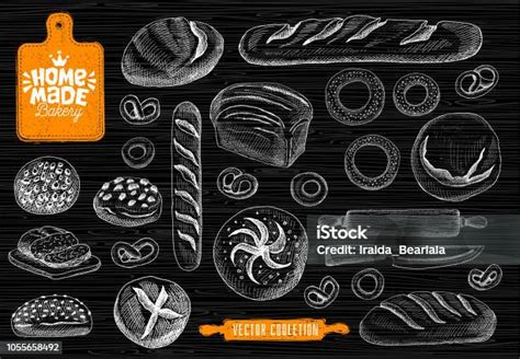 홈은 베이커리 기호 제빵 빵 벡터 컬렉션을 했다 베이커리 집 기호 디자인 식품이 게입니다 빵 빵 베이글 홈 베이킹 음식에 대한 스톡 벡터 아트 및 기타 이미지 Istock