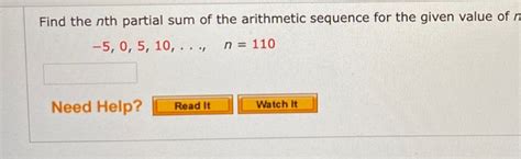 Solved Find The Nth Partial Sum Of The Arithmetic Sequence